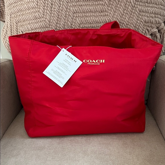 Coach | Bags | Coach Scarlet Red Tote With Zippered Pouch | Poshmark